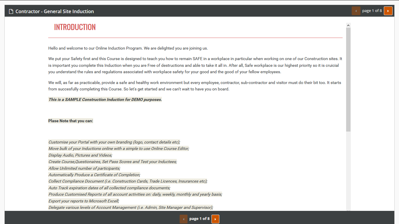 Creating new online induction from a sample - Induct For Work UK